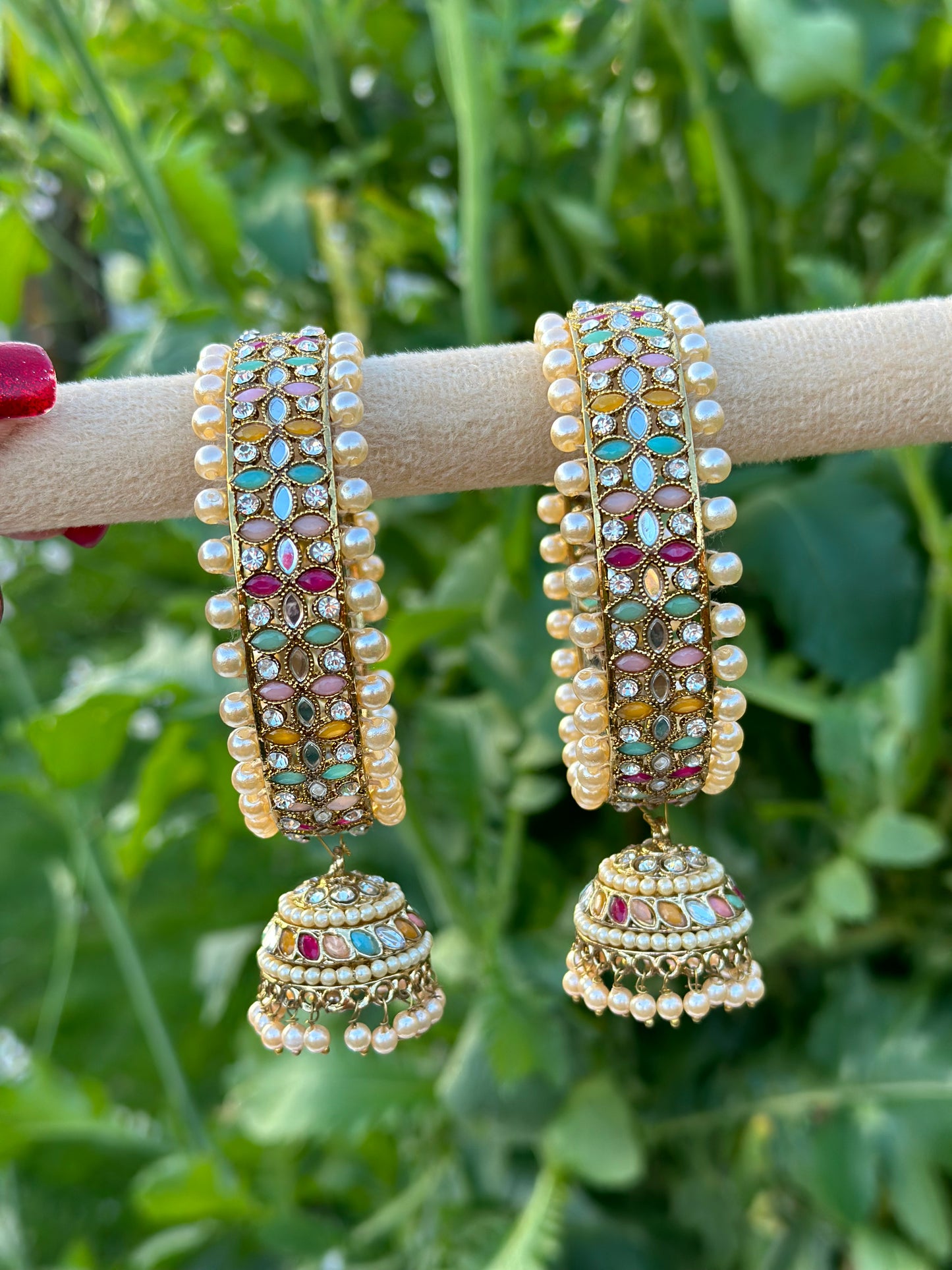 Mirror pearl loaded Kangan / bangles in multicolour – Timeless desires ...
