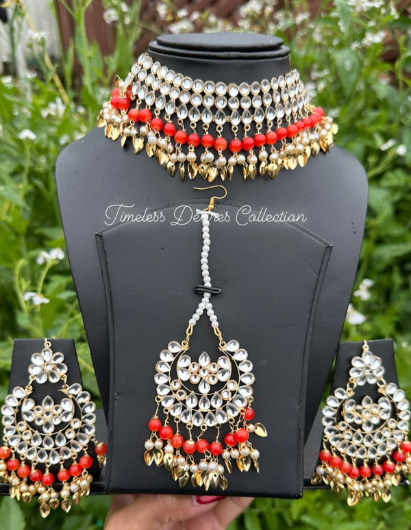 Orange choker / necklace set in pipal Patti – Timeless desires collection
