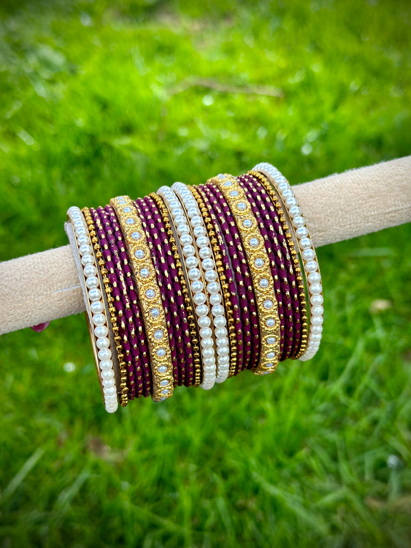 Purple wine Pearl loaded bangles set ( both hands ) – Timeless desires ...